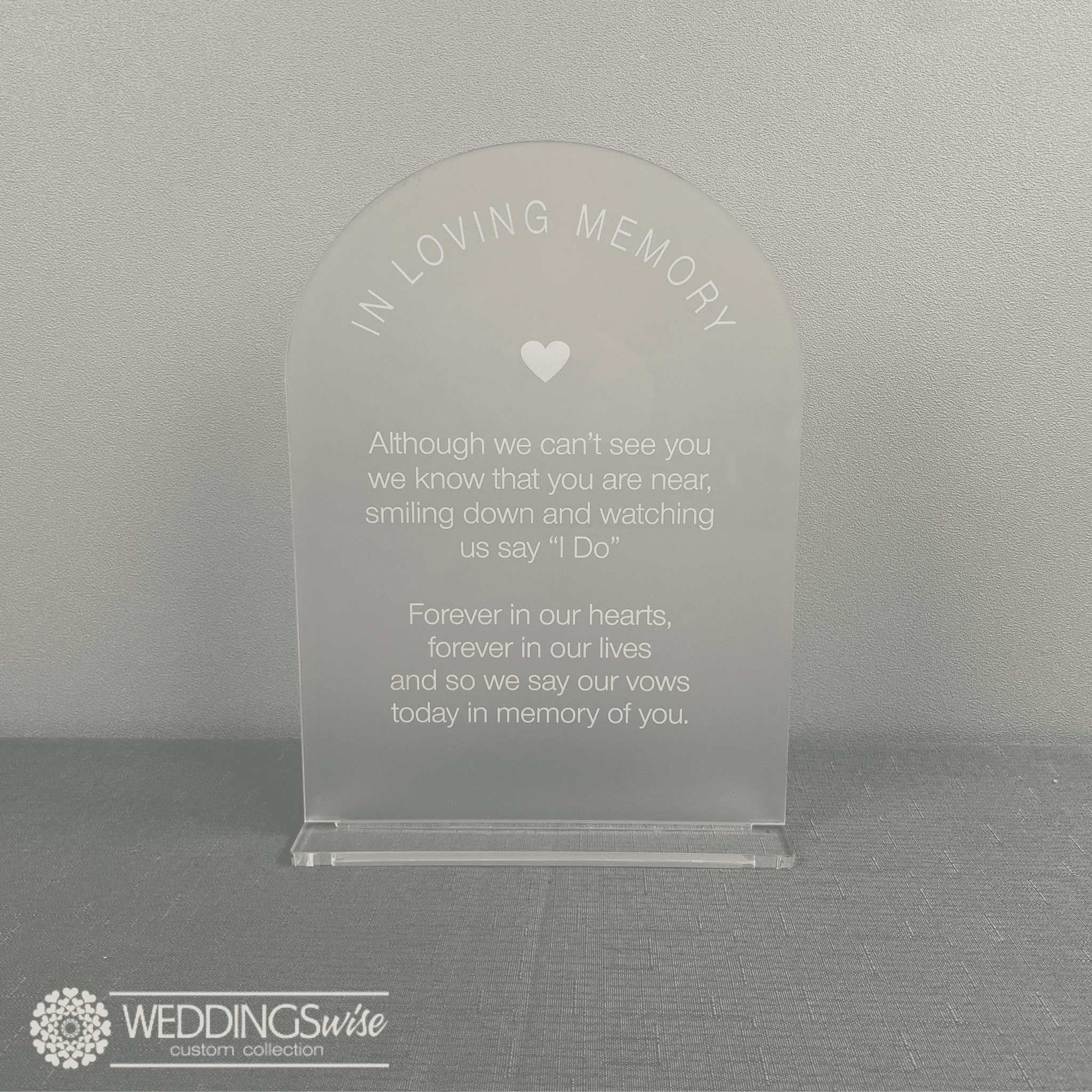 In Loving Memory Acrylic Arch Table Sign - Weddings Wise