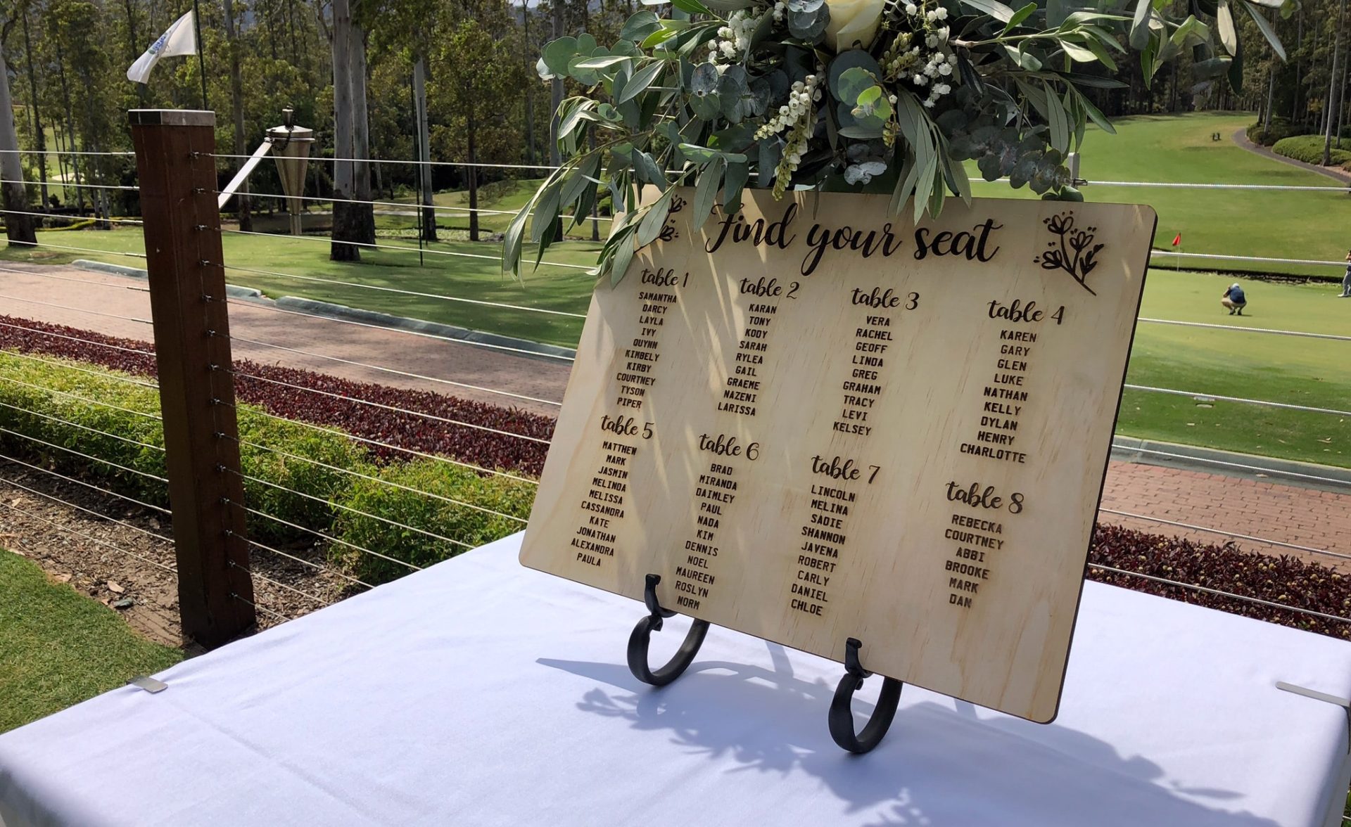 Custom Timber Landscape Seating Chart - Weddings Wise