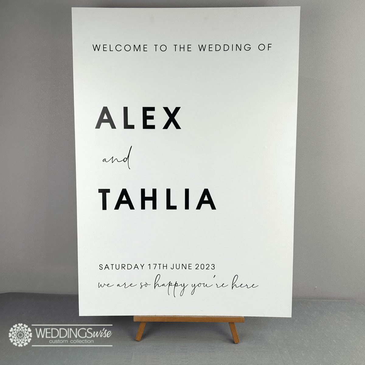 Black and White Modern PVC Welcome Sign - Weddings Wise